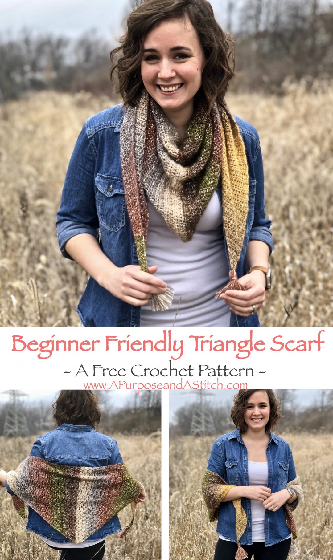 Beginner Friendly Triangle Scarf- Free Pattern - A Purpose and A Stitch