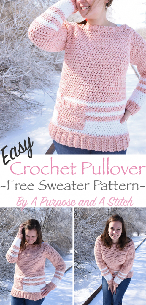 Easy Crochet Pullover- Free Crochet Pattern - A Purpose and A Stitch