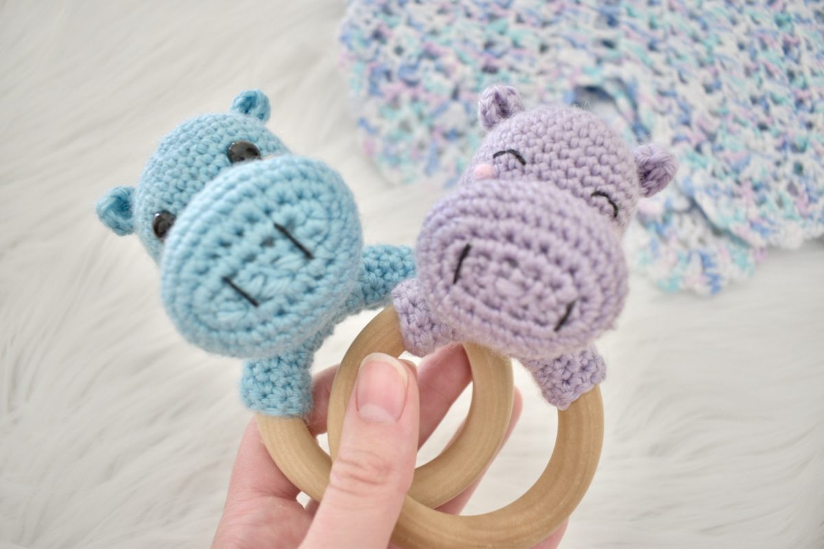 Hippo Rattle Teething Ring- Free Pattern - A Purpose and A Stitch